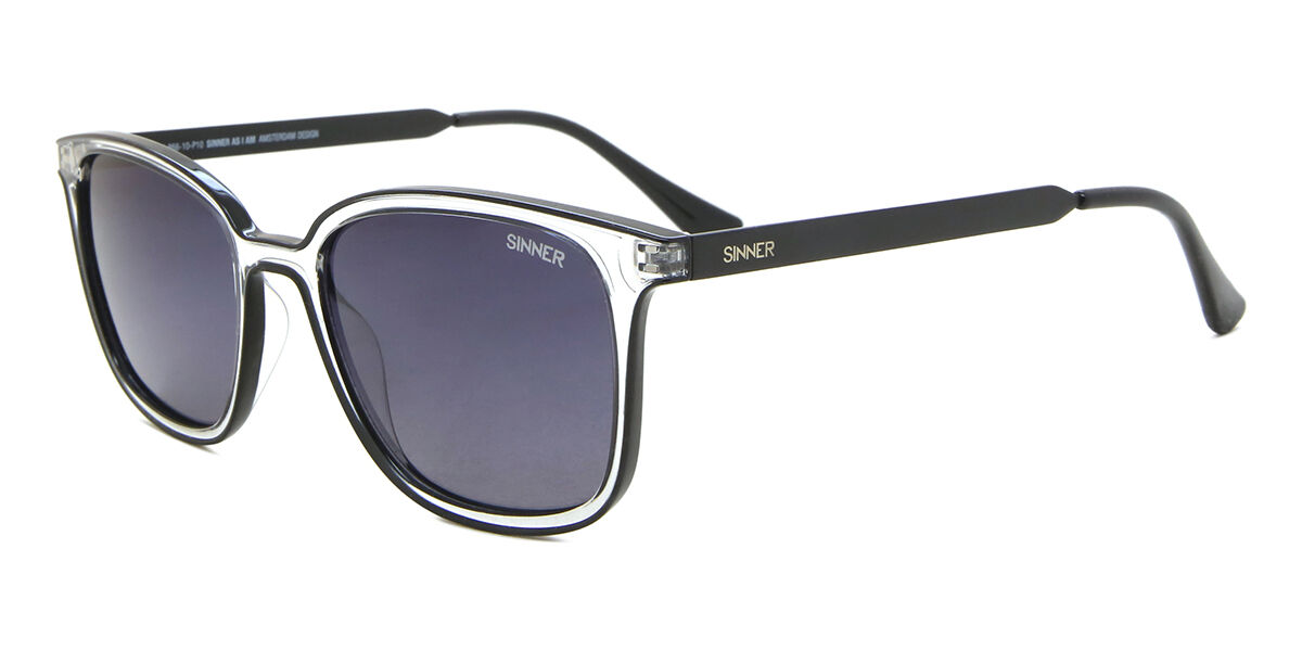Sinner Aliso Polarized SISU-866-10-P10 Square Shiny Black Sunglasses ...